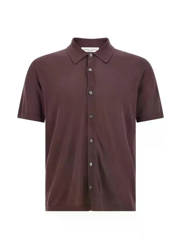ROBERTO COLLINA Short-sleeve Knitted Shirt - Brown