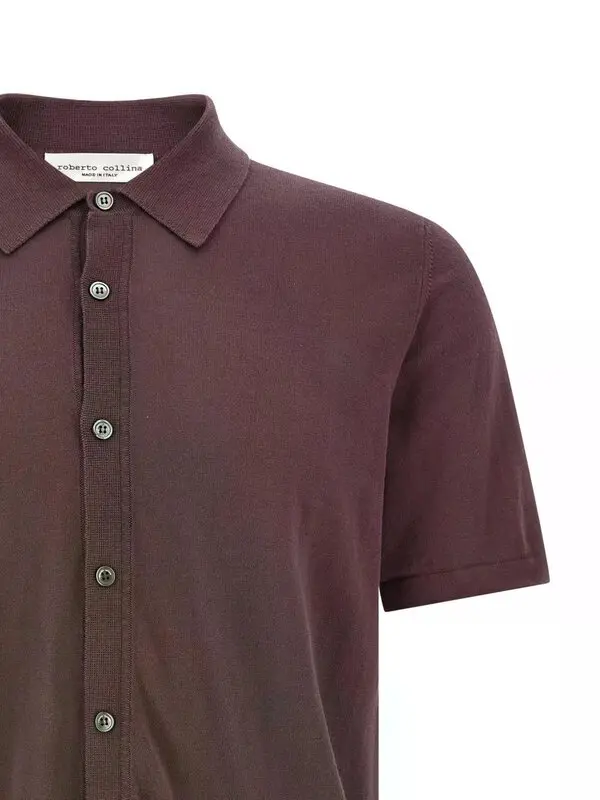 ROBERTO COLLINA Short-sleeve Knitted Shirt - Brown