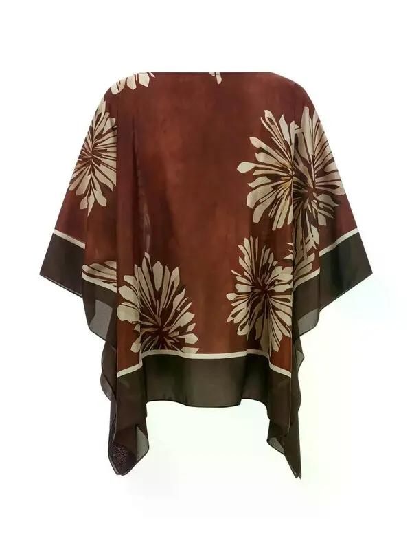 Brunello Cucinelli Floral-print Silk Blouse - Brown