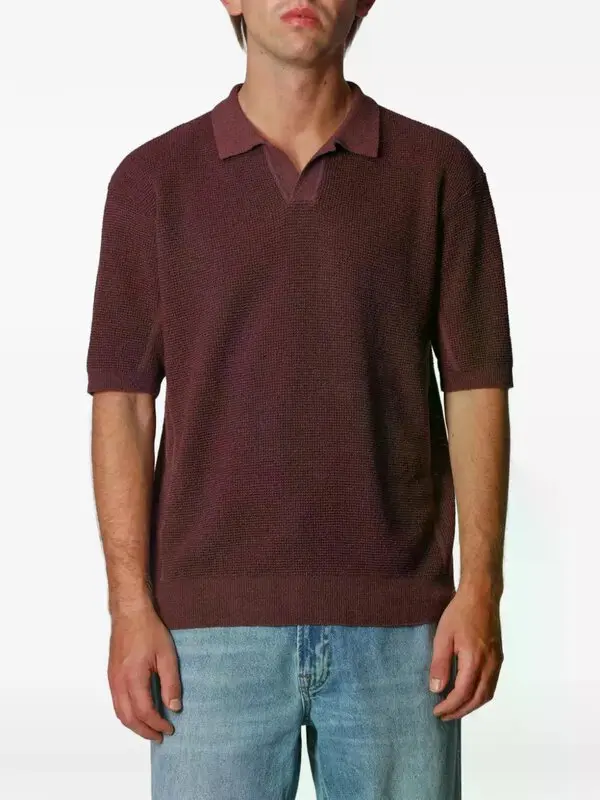 ROBERTO COLLINA Waffle-knit Polo Shirt - Red