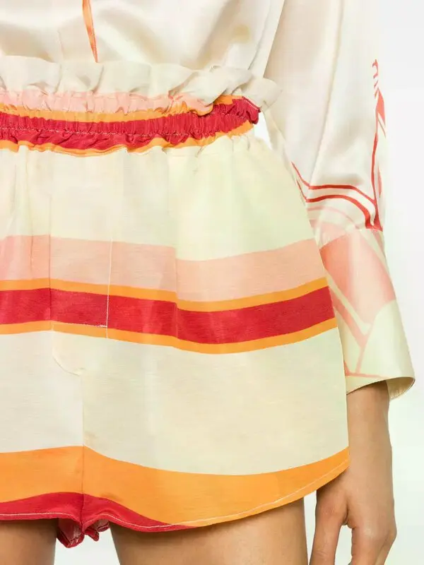 Raquel Diniz Striped Paperbag-waist Shorts