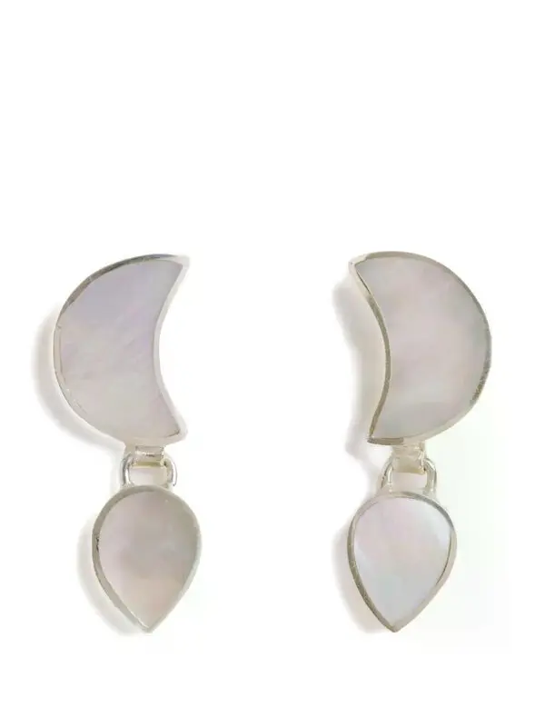 FREYA ROSE Petite Moon Drop Earrings - Silver
