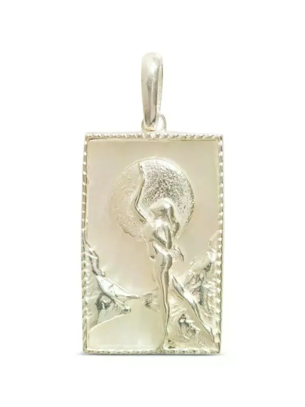FREYA ROSE Rectangle Moon Pendant - Silver