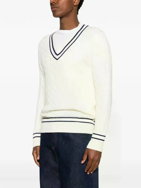 Gant Cable-knit Striped-trim Sweater