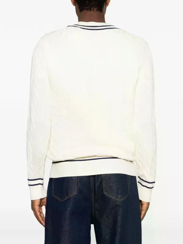 Gant Cable-knit Striped-trim Sweater