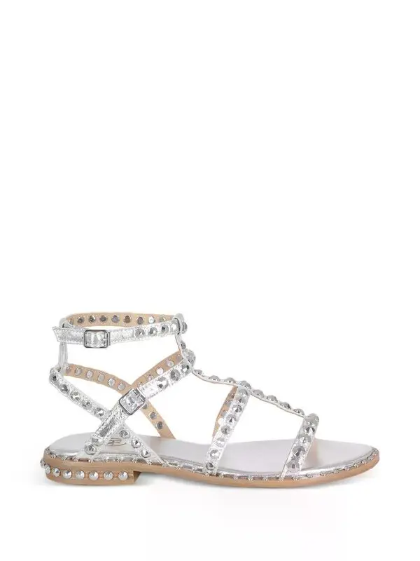 Ash Stud-embellished Cage Sandals - Silver