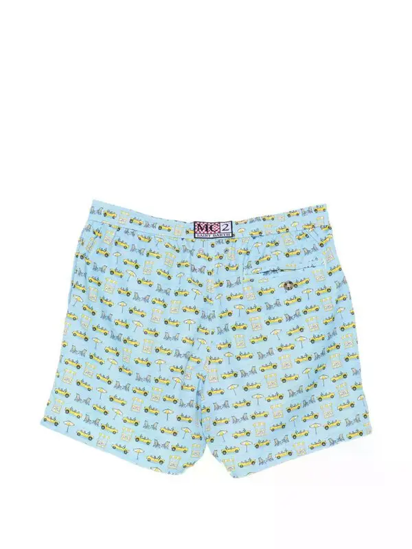 MC2 SAINT BARTH Car-print Drawstring Swim Shorts - Blue