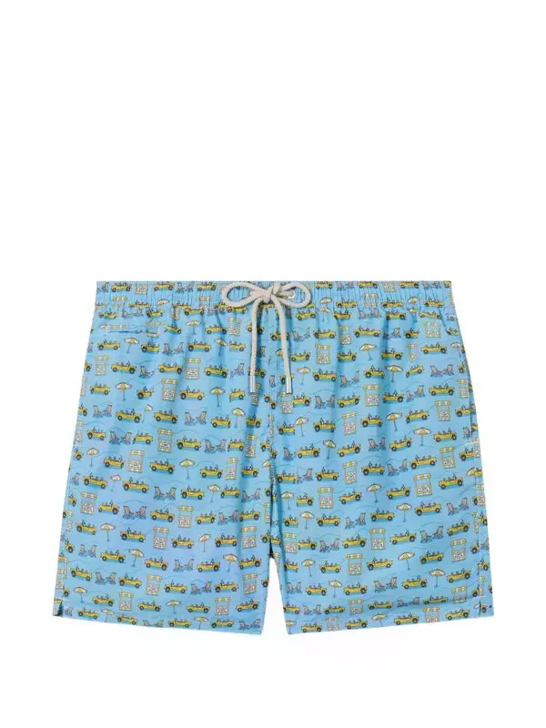 MC2 SAINT BARTH Car-print Drawstring Swim Shorts - Powder