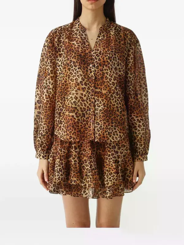 MC2 SAINT BARTH Leopard-print Semi-sheer Shirt - Brown