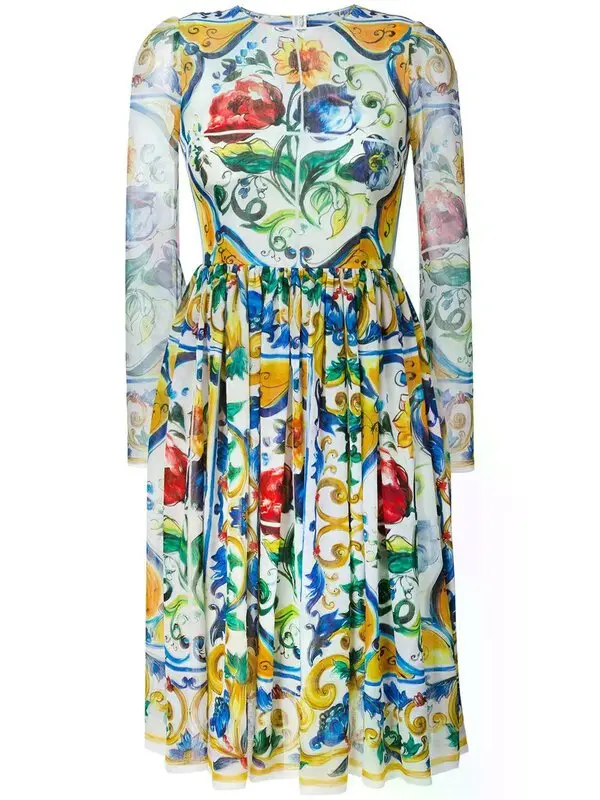 Dolce & Gabbana Majolica Print Brocade Dress - Multicolour