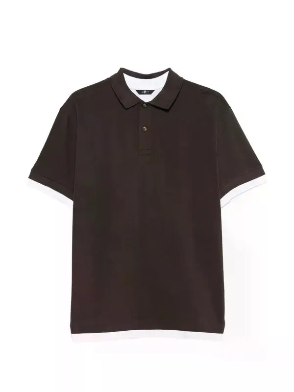 7 For All Mankind Layered-effect Polo Shirt - Brown