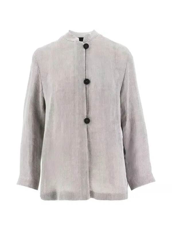 Emporio Armani Textured Band-collar Jacket - Grey