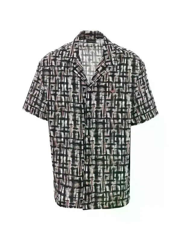 Emporio Armani Graffiti-print Short-sleeve Shirt - Black