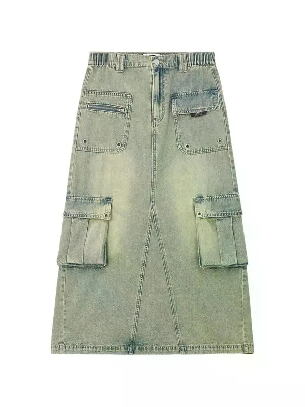Izzue Acid-wash Cargo Skirt - Blue