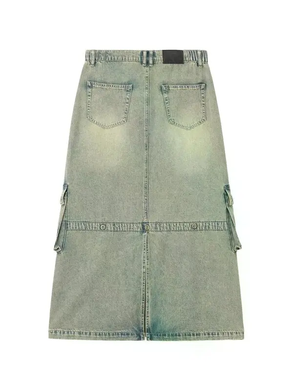 Izzue Acid-wash Cargo Skirt - Blue