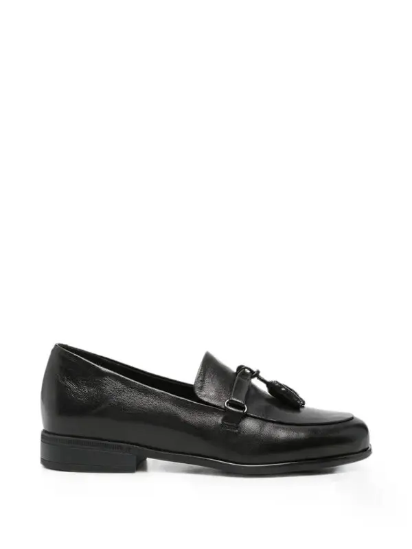 SERGIO MORETTI FIRENZE Almond Toe Loafers With Side Buckle - Black