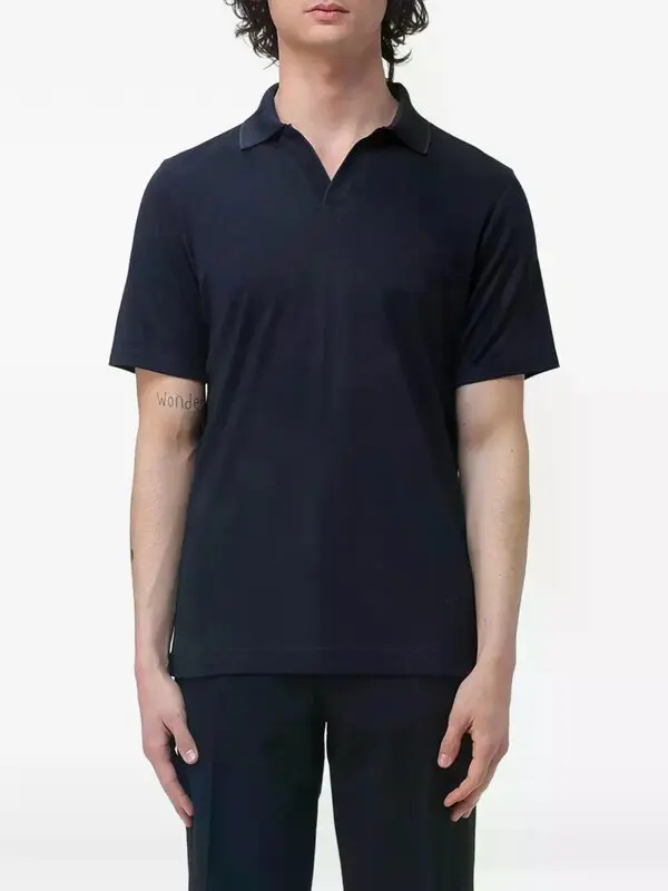 Paul & Shark Short-sleeve V-neck Polo Shirt - Blue