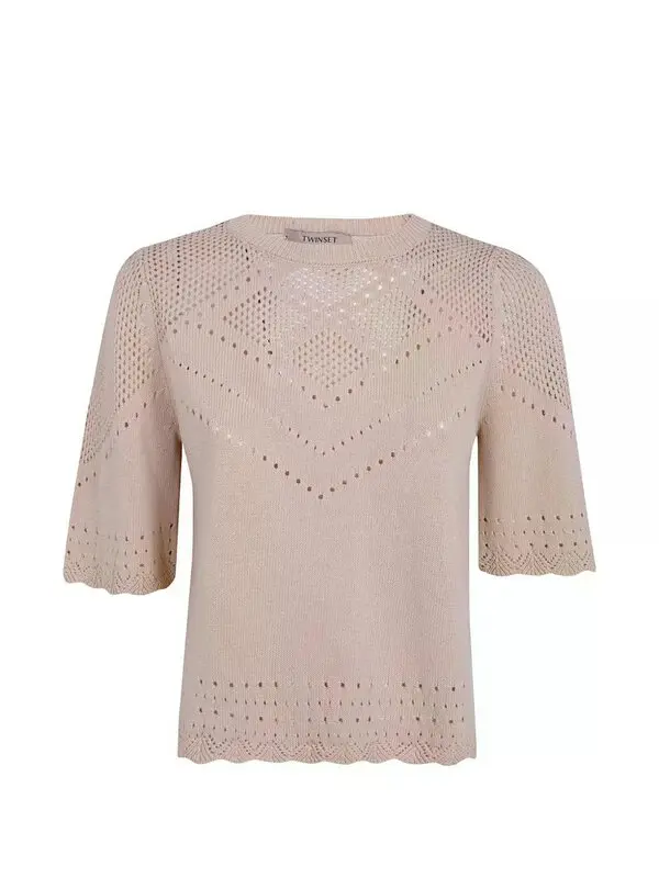 TWINSET Pointelle-knit T-shirt - Neutrals