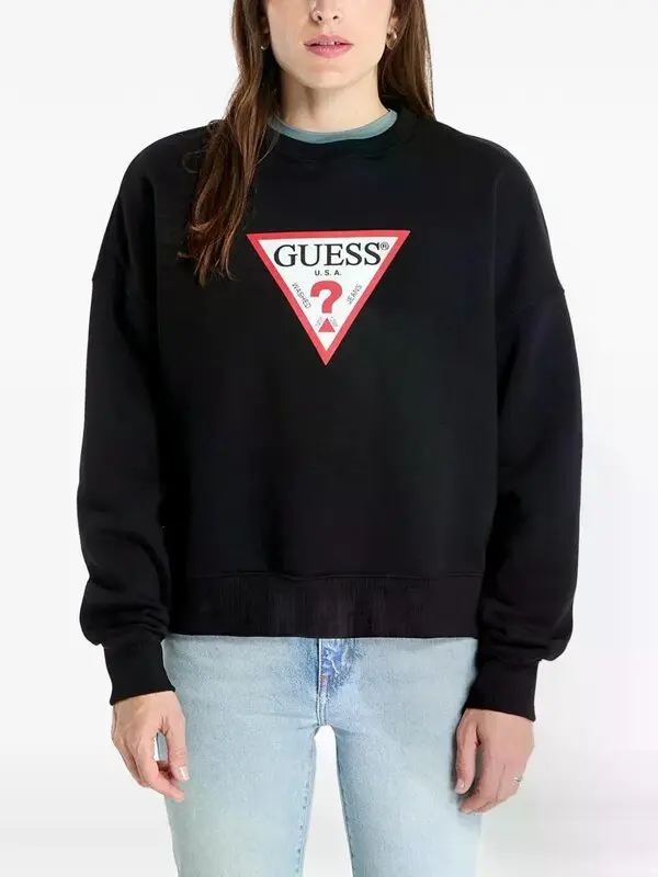 Guess Logo-print Relaxed Sweatshirt - Black