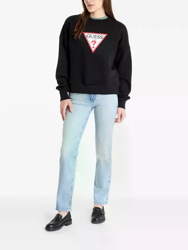 Guess Logo-print Relaxed Sweatshirt - Black