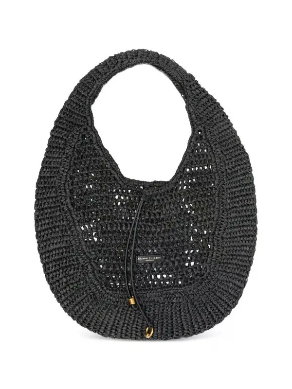 GIANNI CHIARINI Nefeli Woven Straw Tote Bag - Black