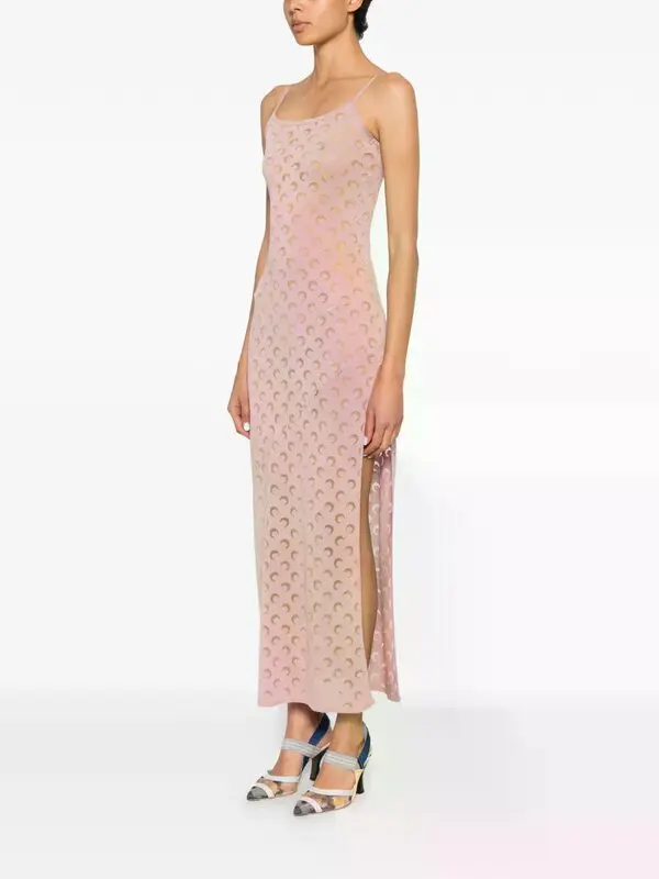 MARINE SERRE Crescent Moon-patterned Maxi Dress - Pink