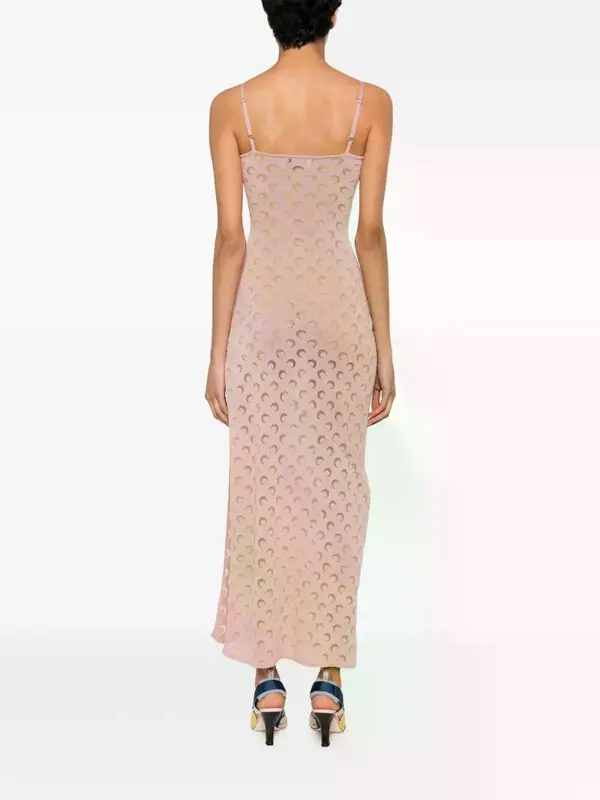 MARINE SERRE Crescent Moon-patterned Maxi Dress - Pink