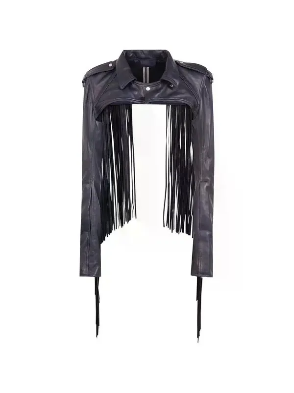 Rick Owens Fringe-trimmed Leather Jacket