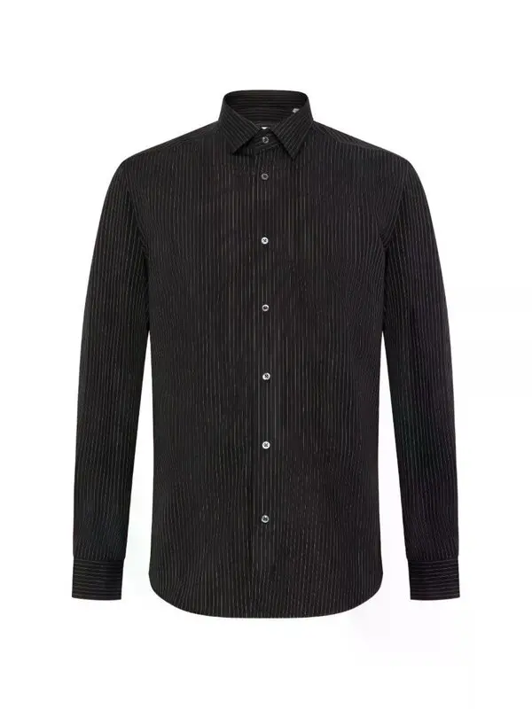 LOW BRAND Pinstriped Long-sleeve Shirt - Black