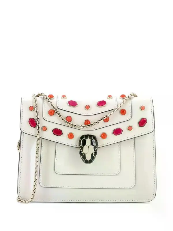 BVLGARI Serpenti Forever Embellished Mini Shoulder Bag - White