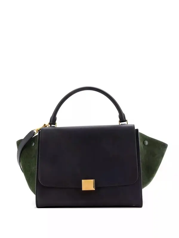 Celine Bicolor Trapeze Bag Leather Medium Satchel - Black