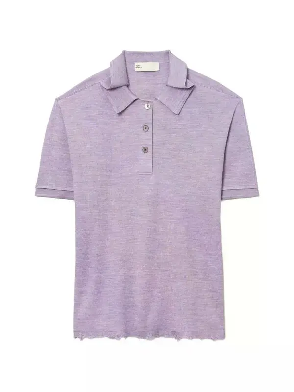 Tory Burch Oversized Silk Polo Shirt - Purple
