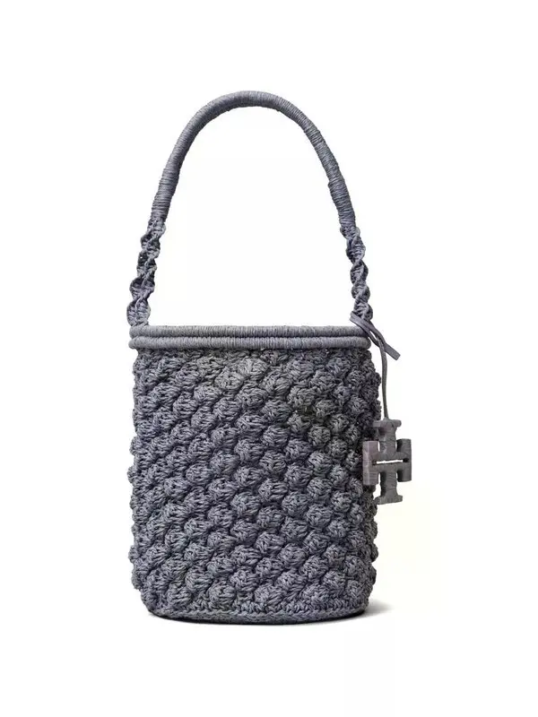 Tory Burch Ella Hand-crocheted Popcorn Bucket Bag - Grey