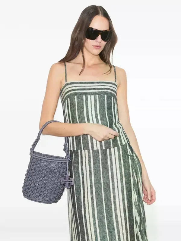 Tory Burch Ella Hand-crocheted Popcorn Bucket Bag - Grey