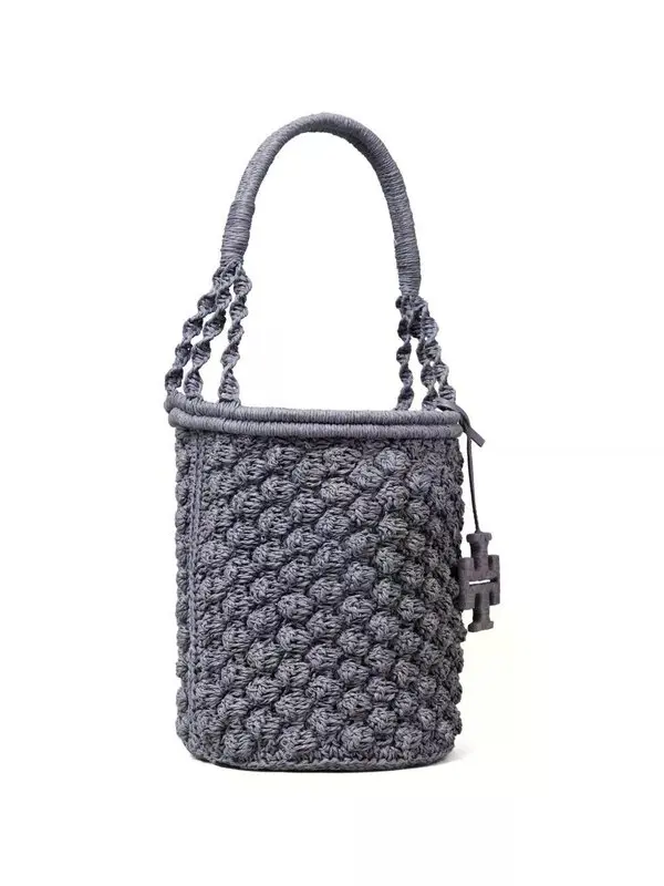 Tory Burch Ella Hand-crocheted Popcorn Bucket Bag - Grey