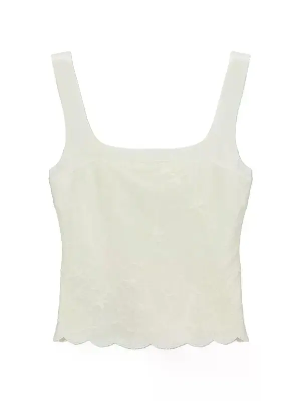 Posse Floral Embroidery Top - White