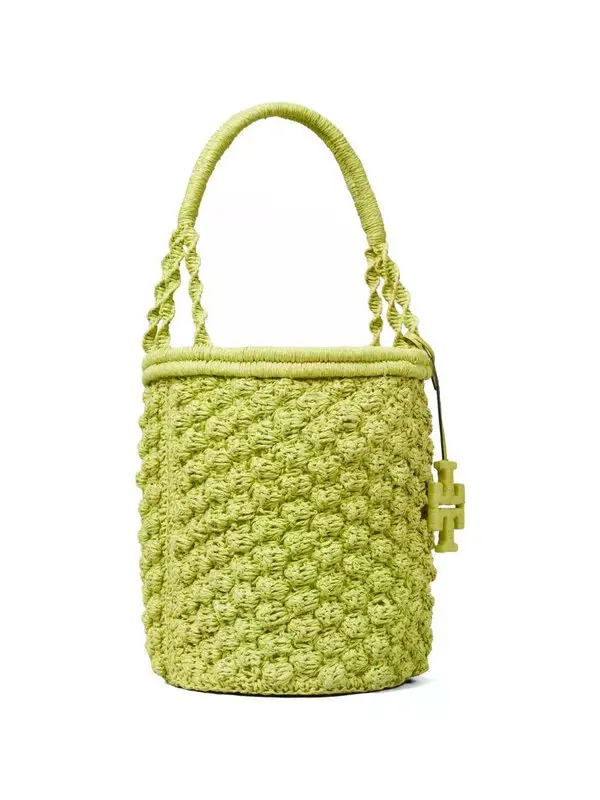 Tory Burch Ella Hand-crocheted Popcorn Bucket Bag - Green