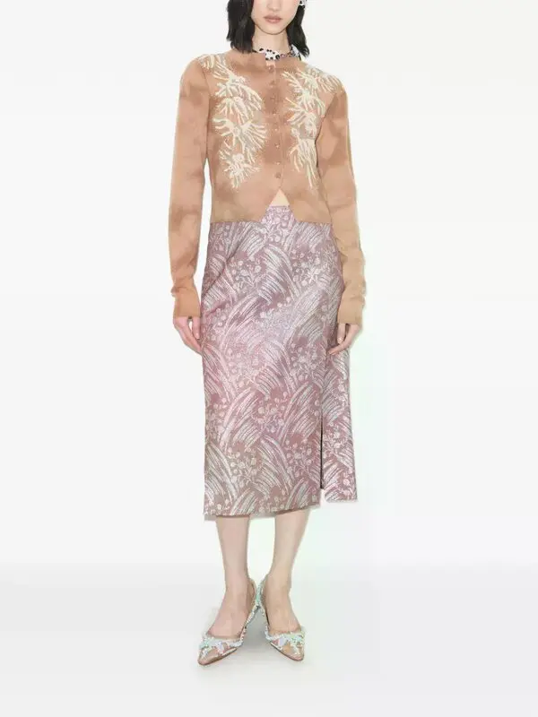 Tory Burch Silk Jacquard Skirt - Pink