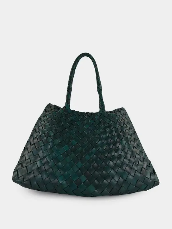 Dragon Diffusion Santa Croce Small Handwoven Leather Tote - Green