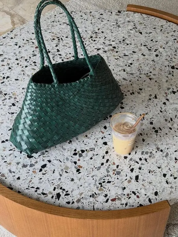 Dragon Diffusion Santa Croce Small Handwoven Leather Tote - Green