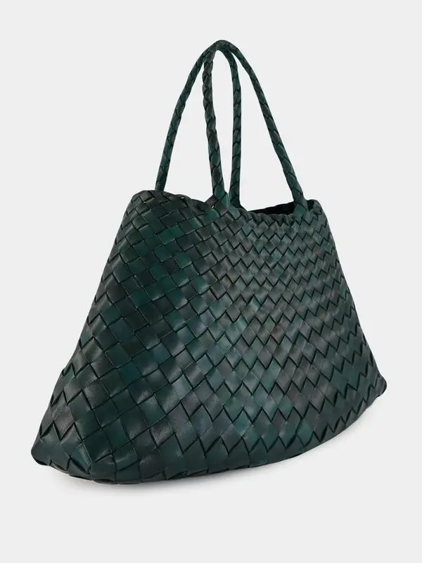 Dragon Diffusion Santa Croce Small Handwoven Leather Tote - Green