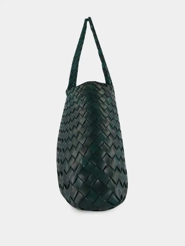 Dragon Diffusion Santa Croce Small Handwoven Leather Tote - Green