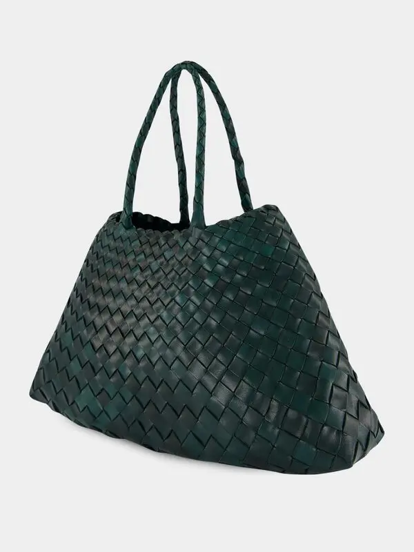 Dragon Diffusion Santa Croce Small Handwoven Leather Tote - Green