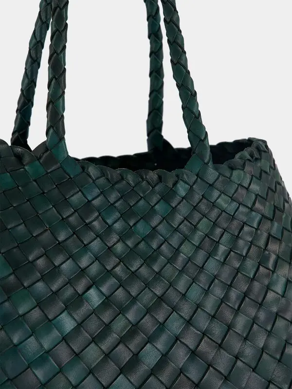 Dragon Diffusion Santa Croce Small Handwoven Leather Tote - Green