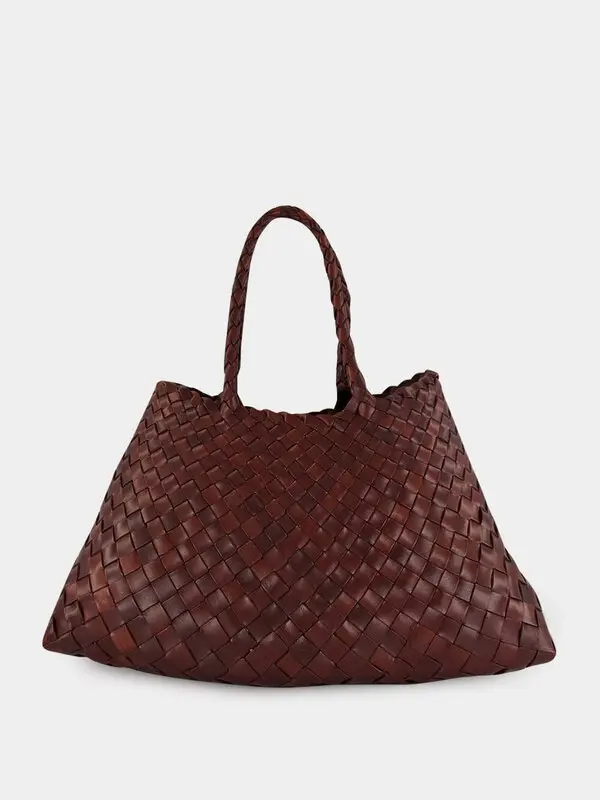 Dragon Diffusion Santa Croce Small Handwoven Leather Tote - Brown
