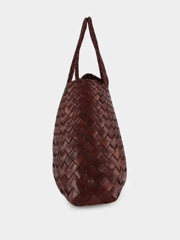 Dragon Diffusion Santa Croce Small Handwoven Leather Tote - Brown