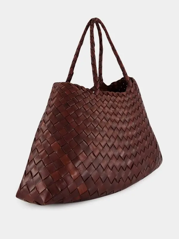 Dragon Diffusion Santa Croce Small Handwoven Leather Tote - Brown