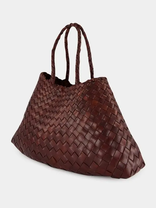 Dragon Diffusion Santa Croce Small Handwoven Leather Tote - Brown
