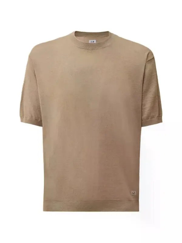 C.P. COMPANY Linen Short-sleeve Crewneck Sweater - Grey