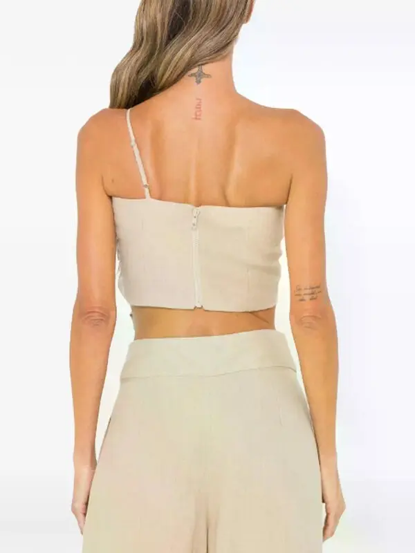 JBQ Oyster Ruffled One-shoulder Cropped Top